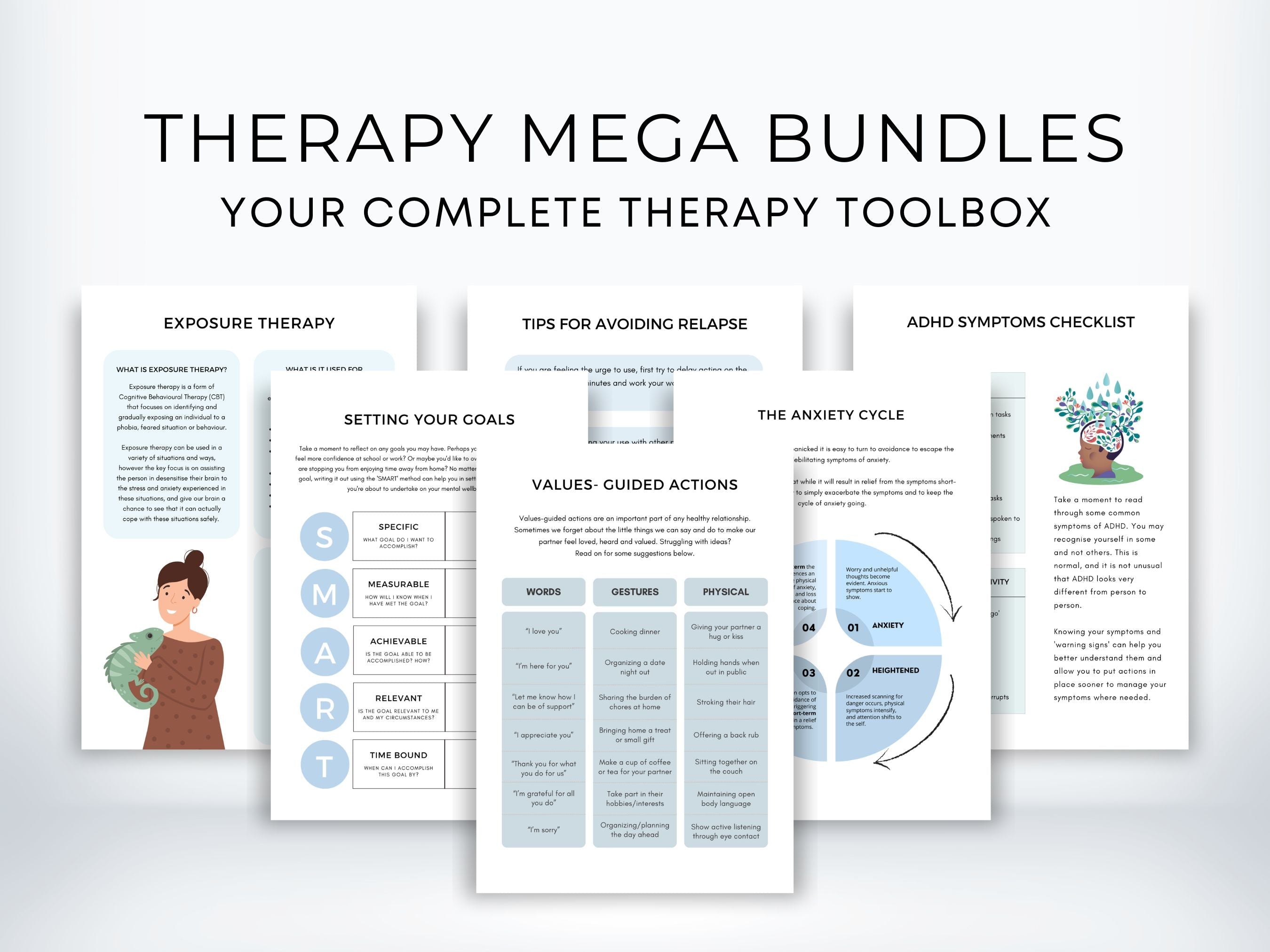 Therapy Worksheet Mega Bundles | My Thriving Mind
