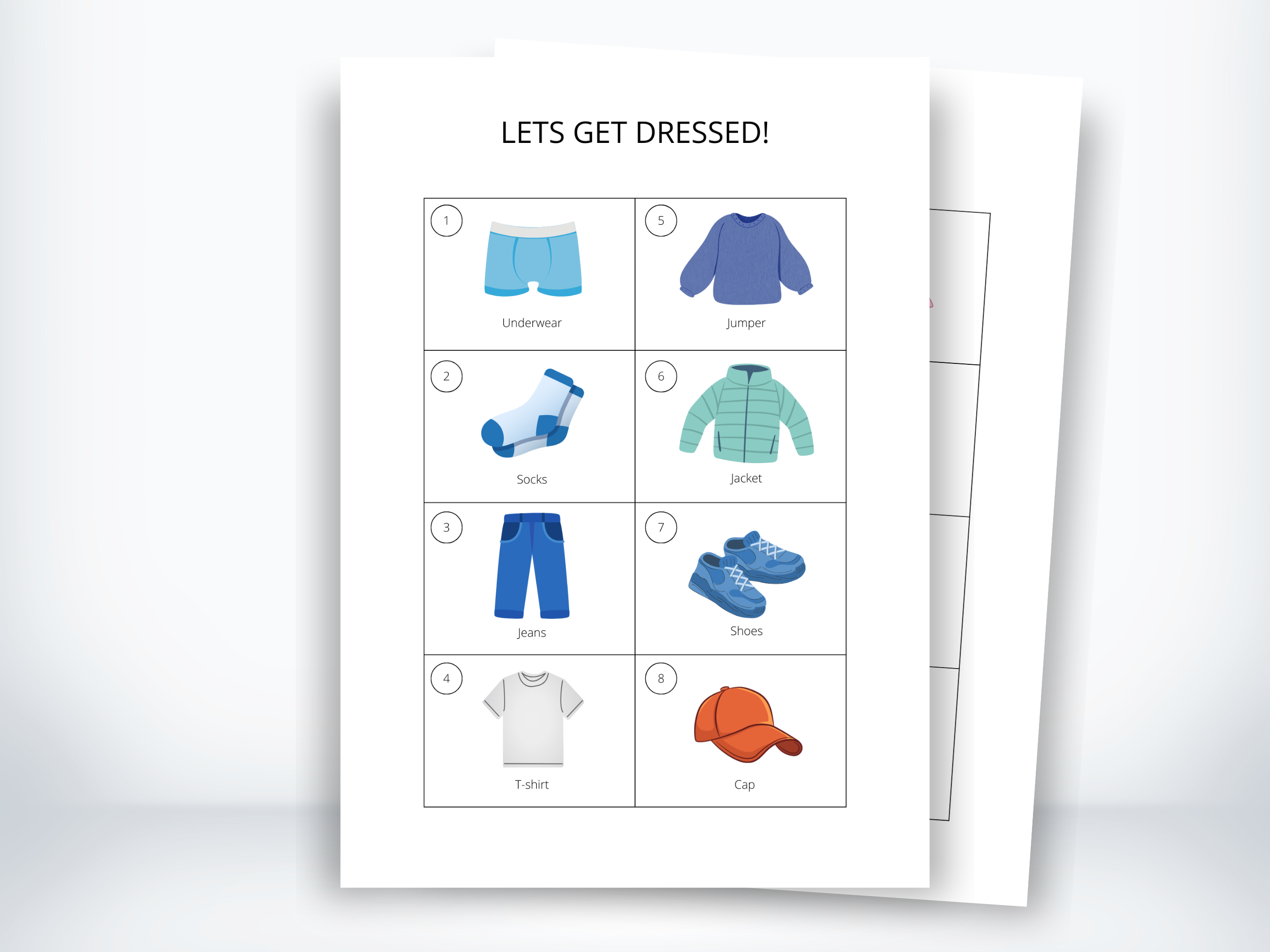 Lets Get Dressed Visual Schedule Worksheet (PDF) | My Thriving Mind