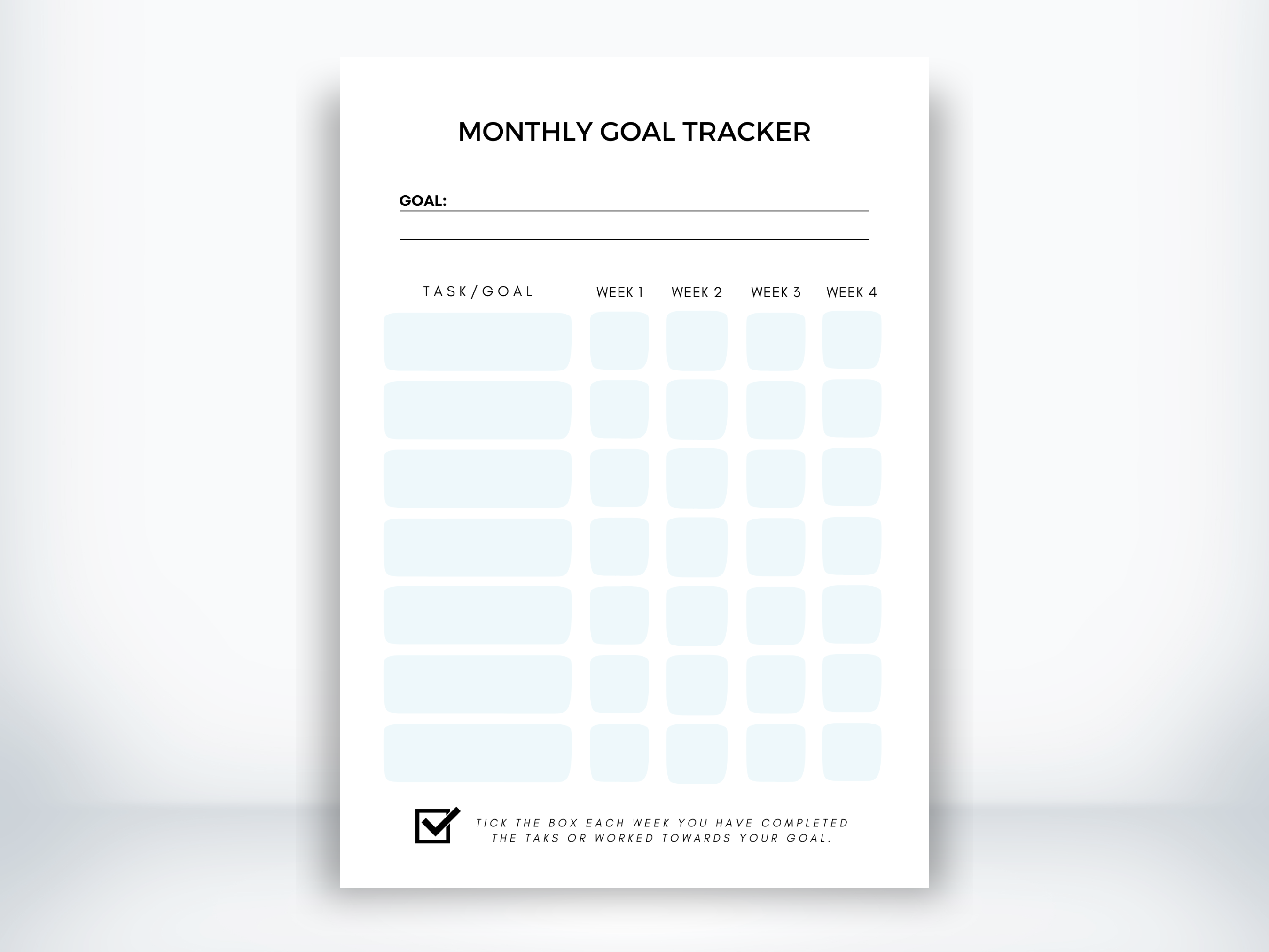 Monthly Goal Tracker Template Worksheet (PDF) | My Thriving Mind