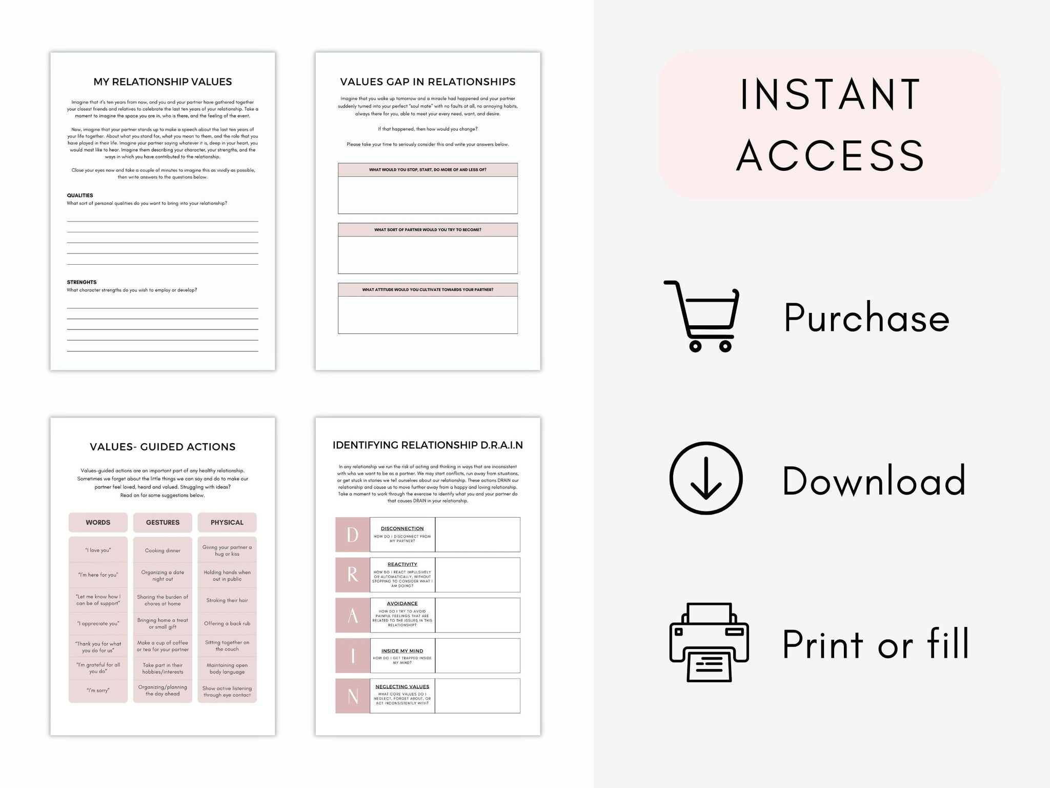 ACT Worksheets for Couples Therapy | My Thriving Mind