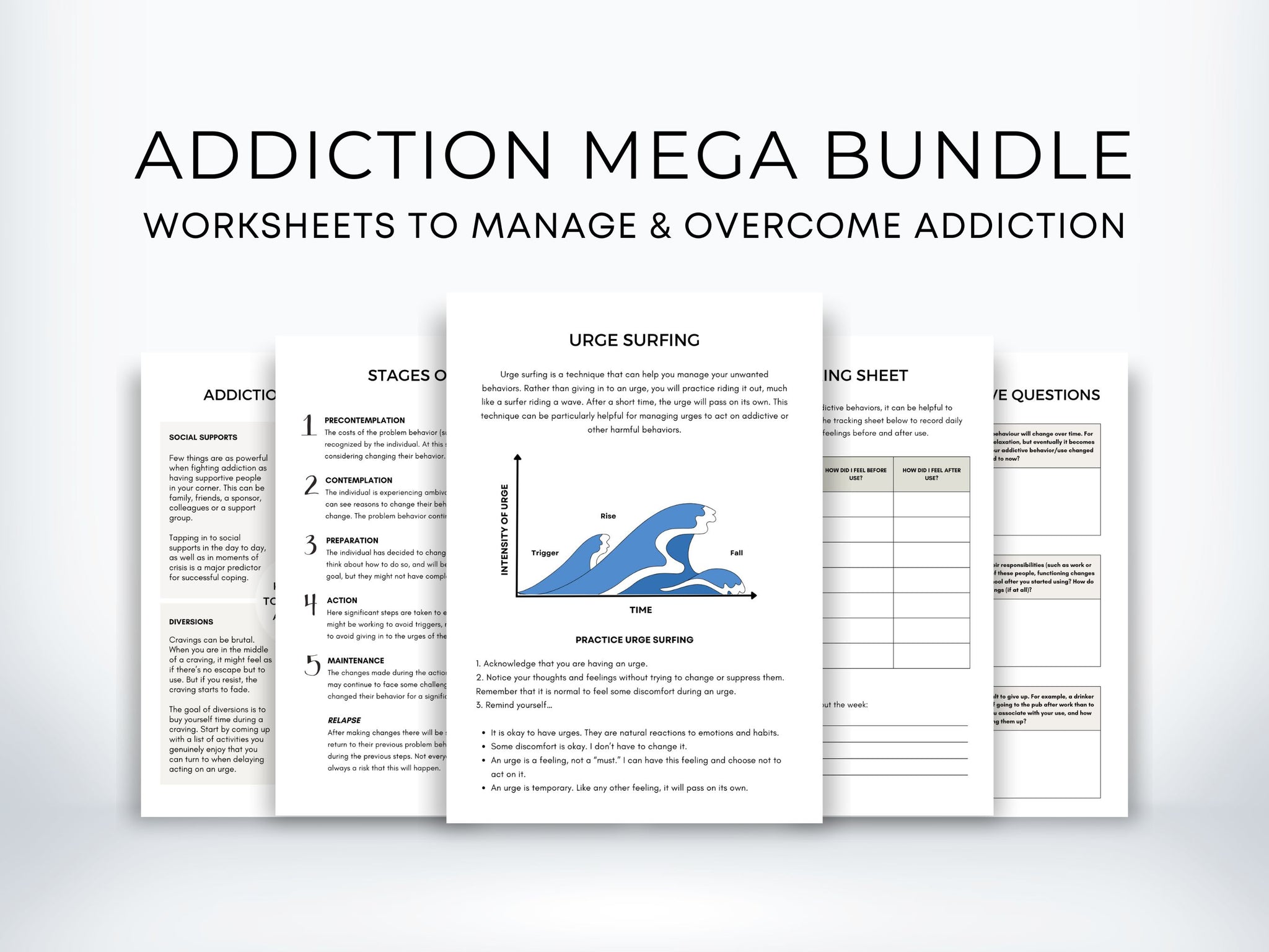 Addiction Worksheets Mega Bundle | My Thriving Mind