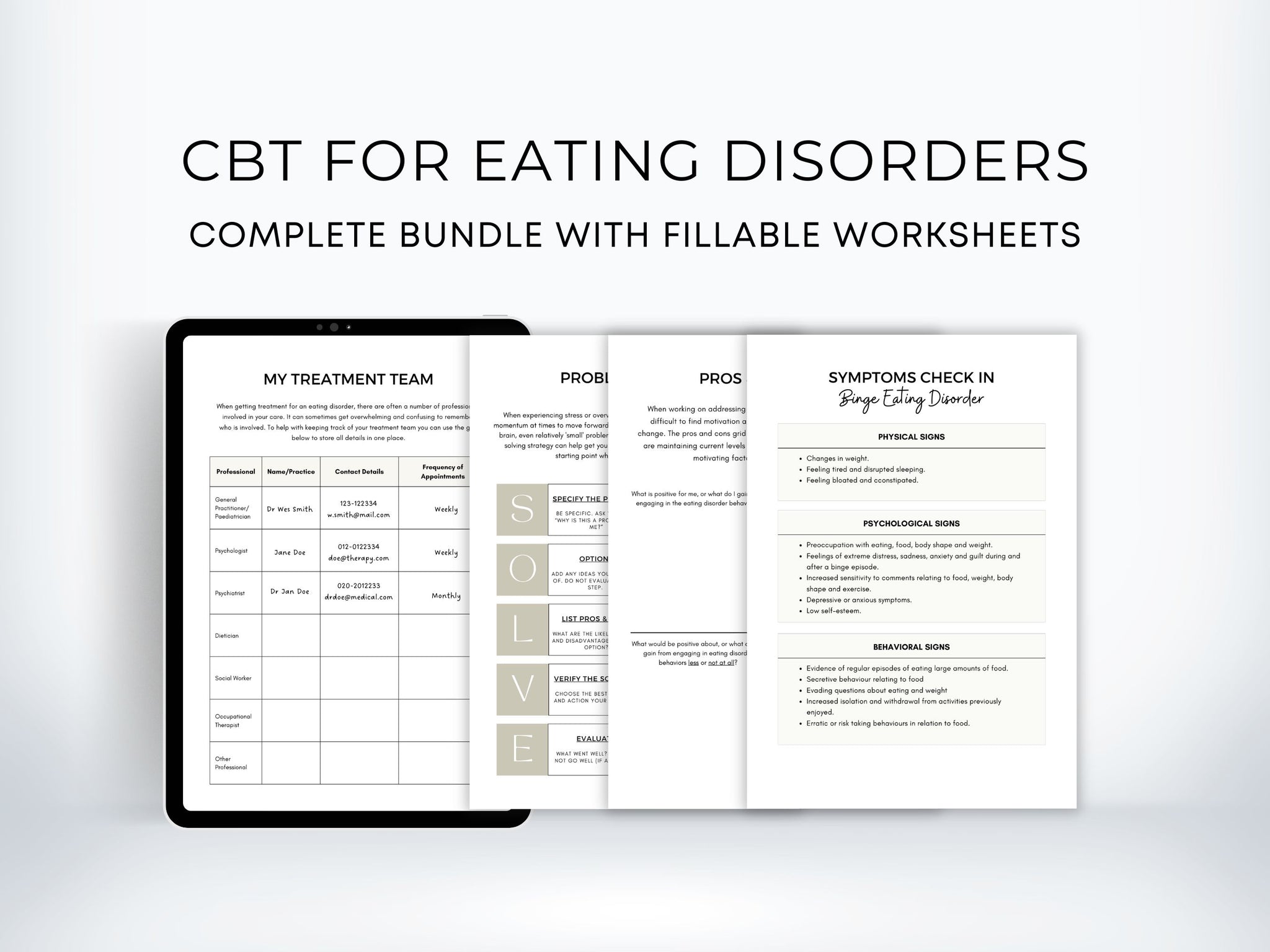 CBT for Eating Disorders Worksheets | My Thriving Mind