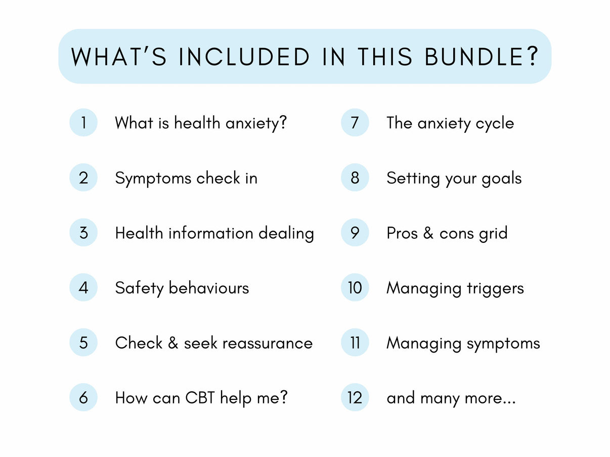 CBT for Health Anxiety Worksheets | My Thriving Mind