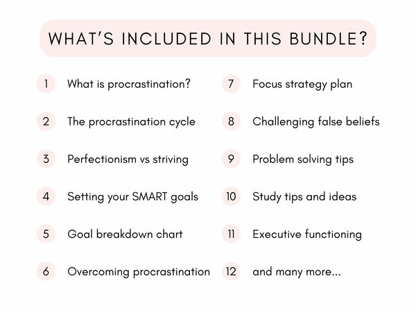 CBT for Procrastination Worksheets | My Thriving Mind