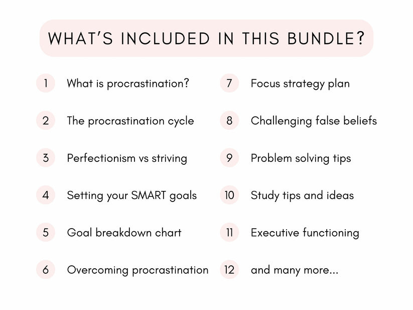 CBT for Procrastination Worksheets | My Thriving Mind