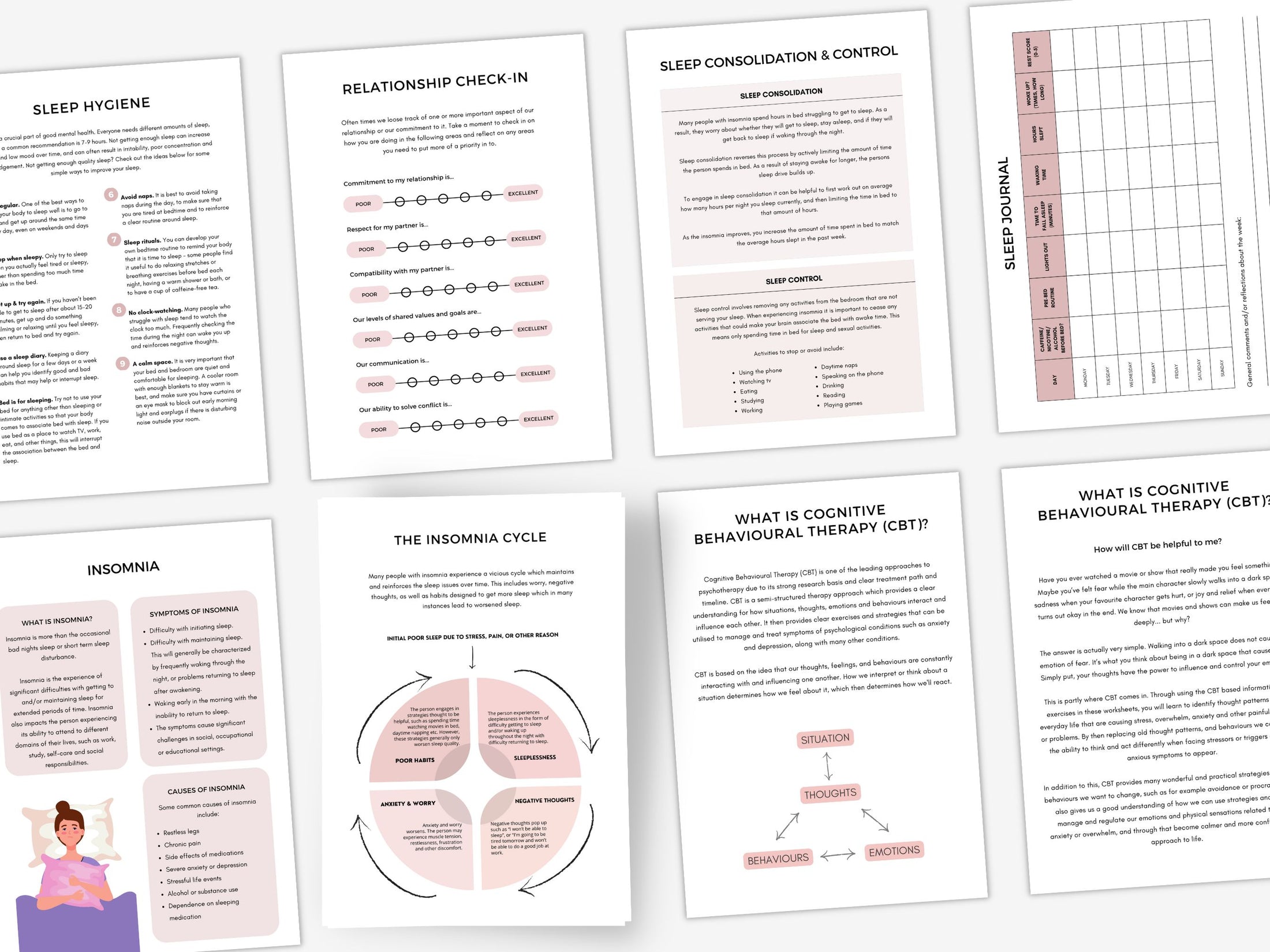 CBT for Insomnia Worksheets | My Thriving Mind