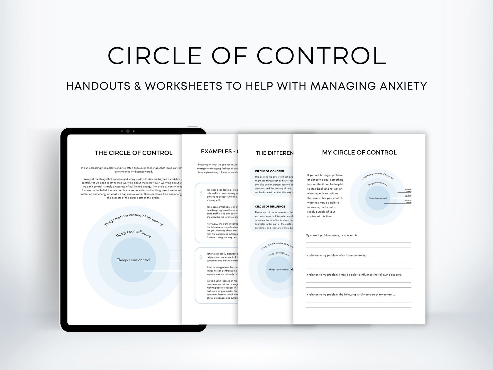 Circle of Control Worksheets | My Thriving Mind