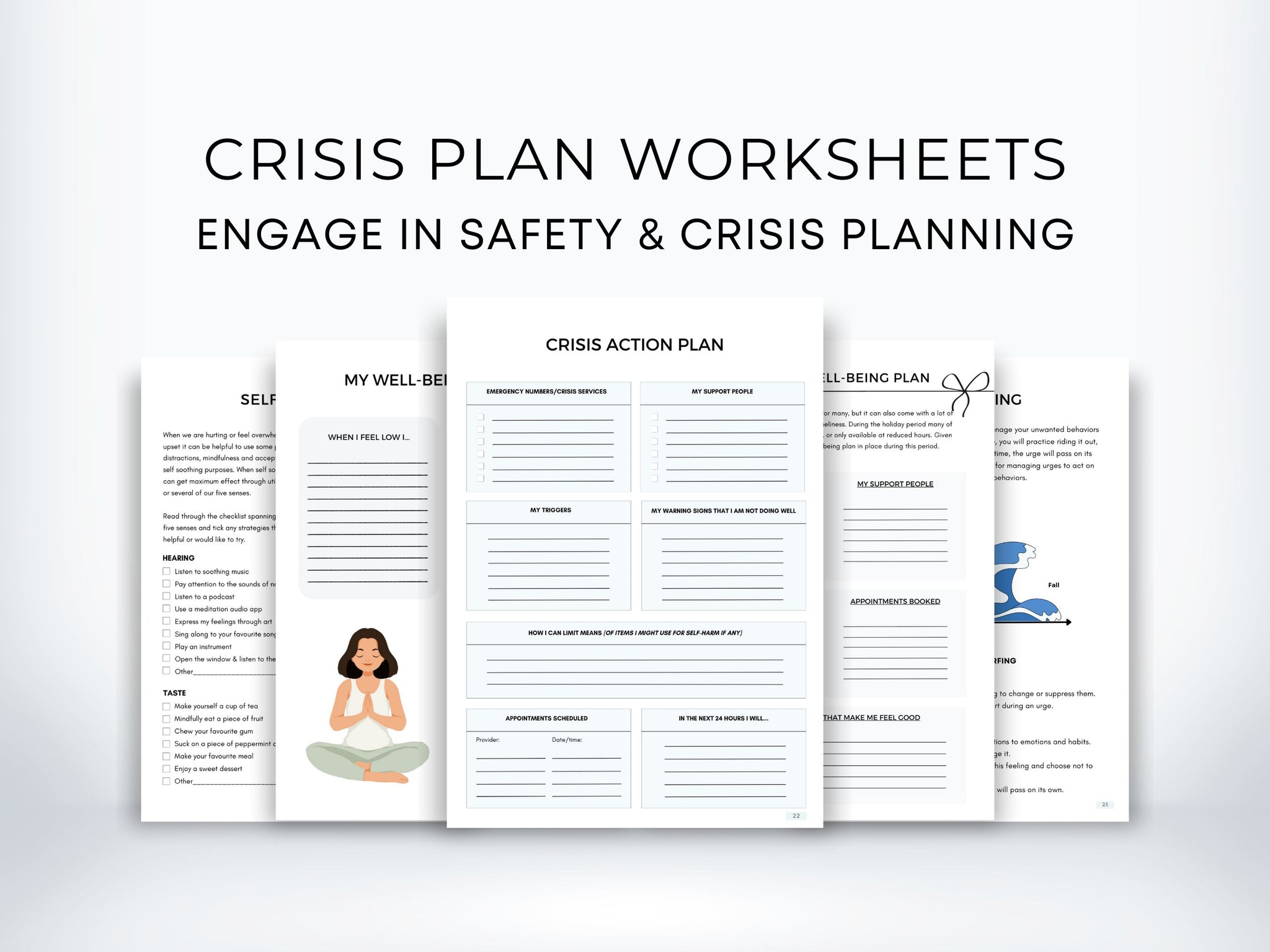 Crisis Plan Worksheets Bundle | My Thriving Mind