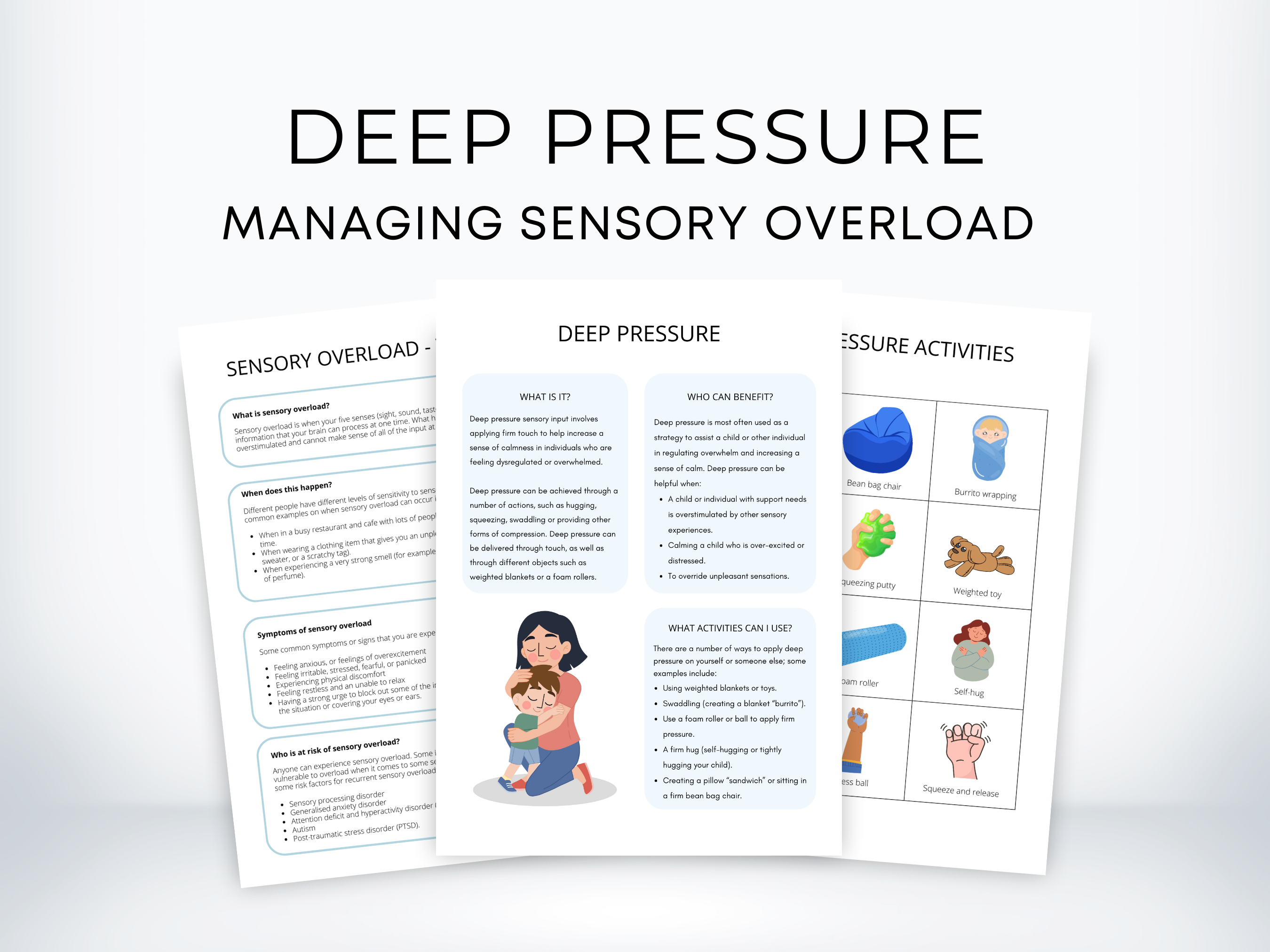 Deep Pressure Sensory Regulation Handouts | My Thriving Mind