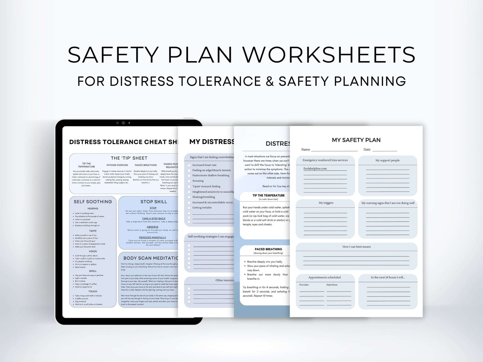 Safety Plan Worksheets Bundle | My Thriving Mind