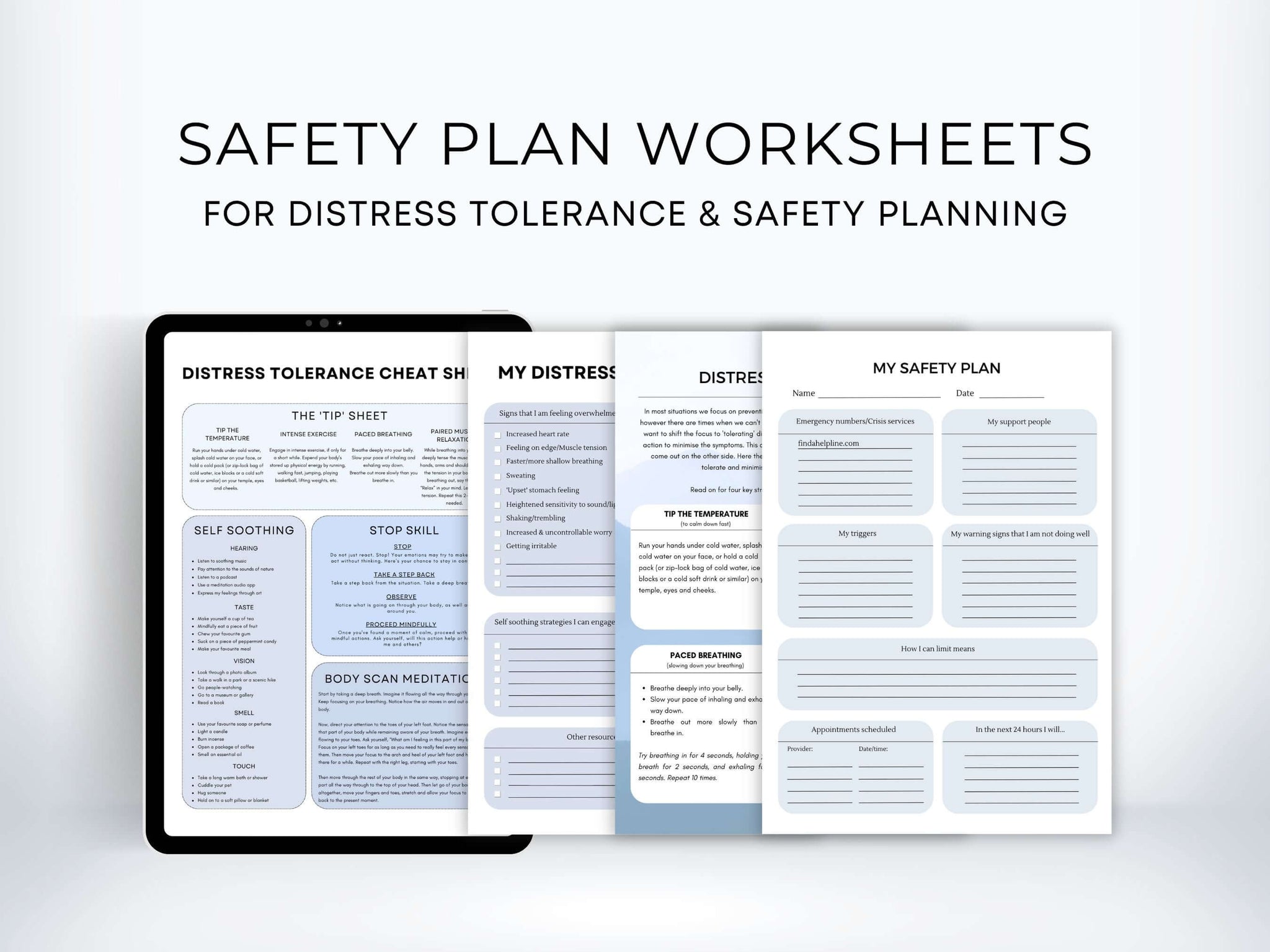 Safety Plan Worksheets Bundle | My Thriving Mind
