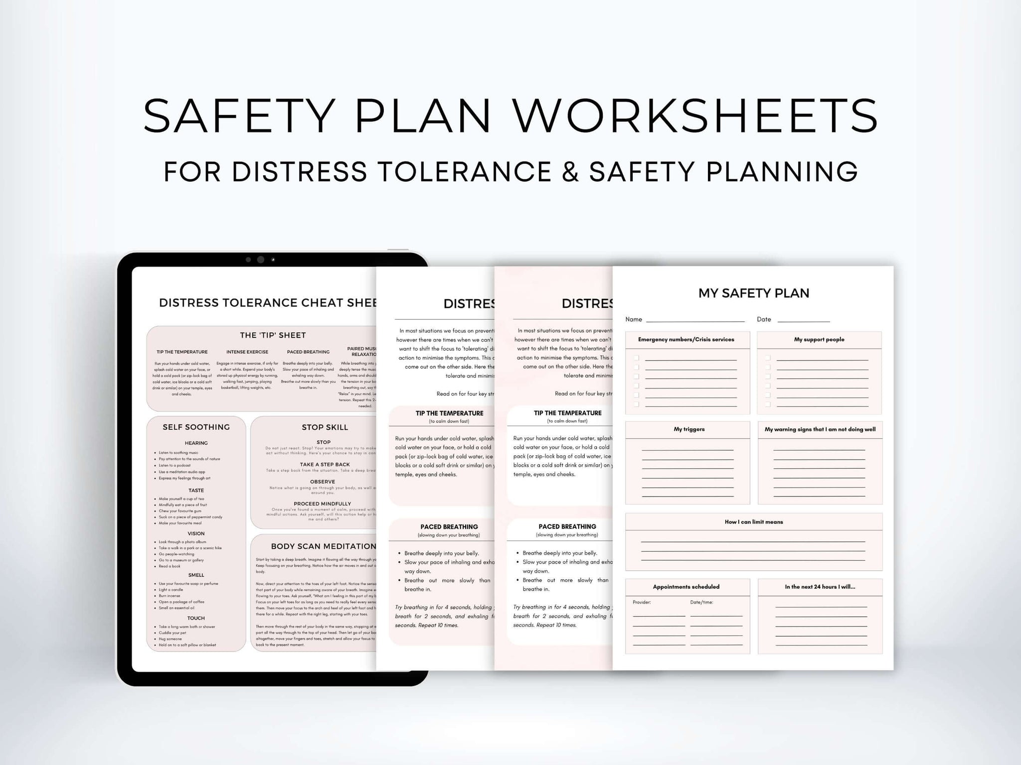Safety Plan Worksheets Bundle | My Thriving Mind